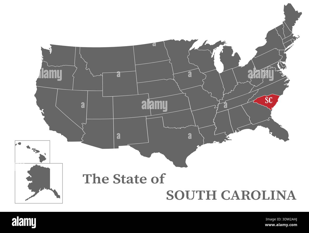 The state of South Carolina on the map of the United States of America ...