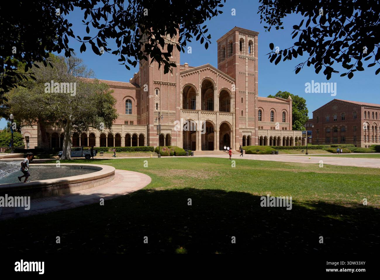 FILE - Children play outside Royce Hall at the University of California ...