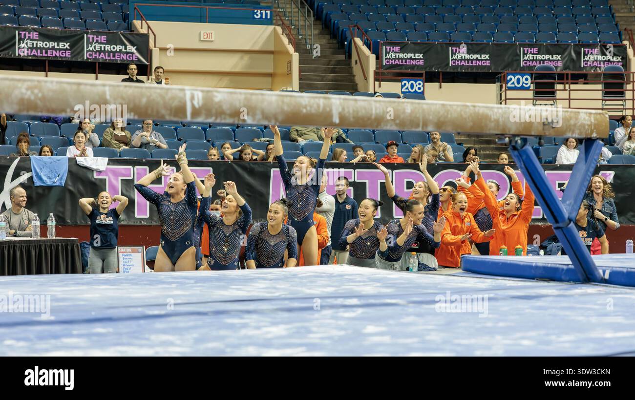 Fort Worth, TX, USA; teammates react to Auburn gymnast Hannah Hagle ...