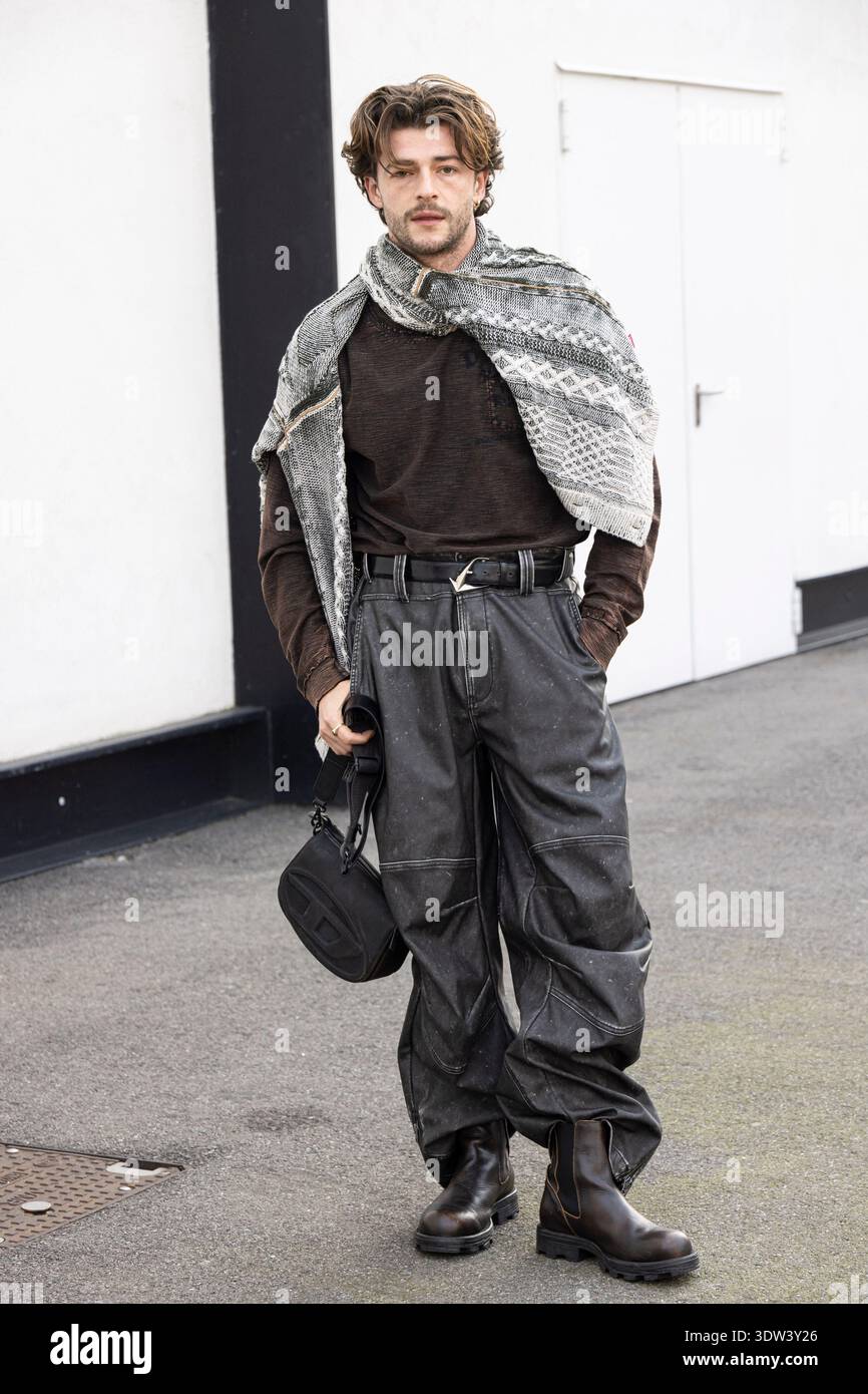 MILAN, ITALY - FEBRUARY 24: Sam Salter is seen outside Diesel show ...