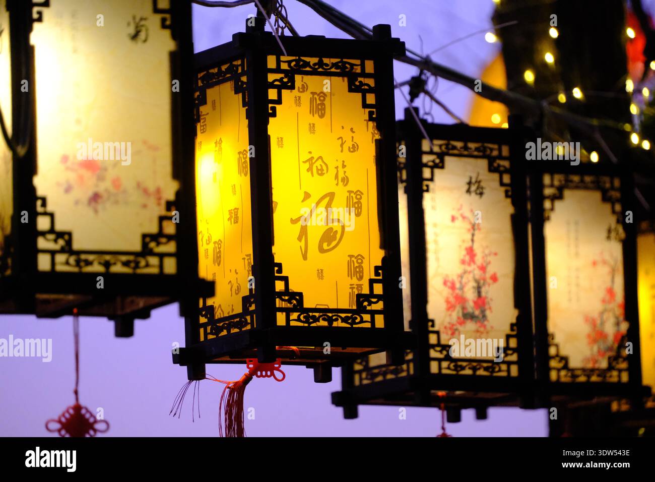 Visitors enjoy festive lanterns on Tongqing Street at the East Palace ...