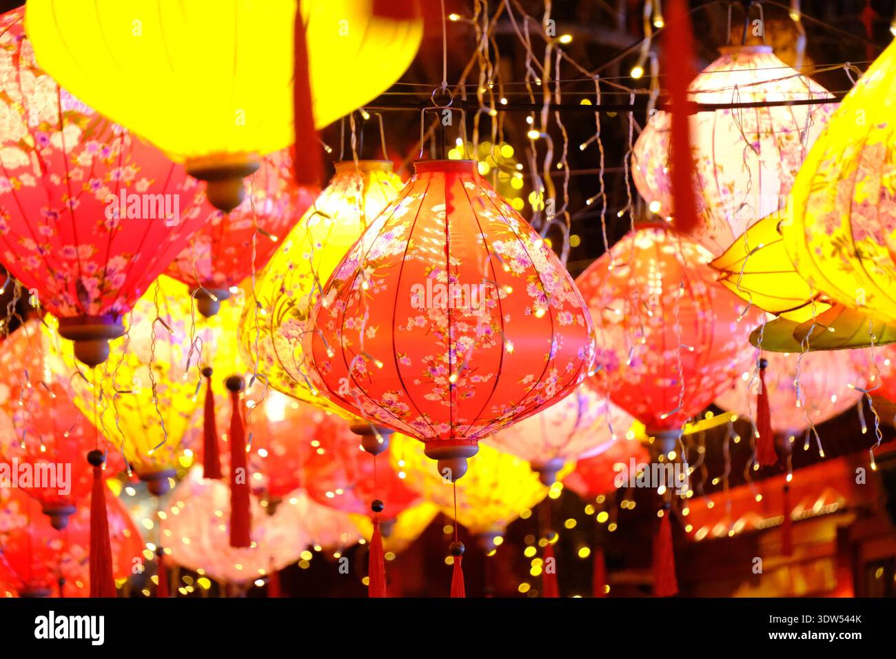 Visitors enjoy festive lanterns on Tongqing Street at the East Palace ...