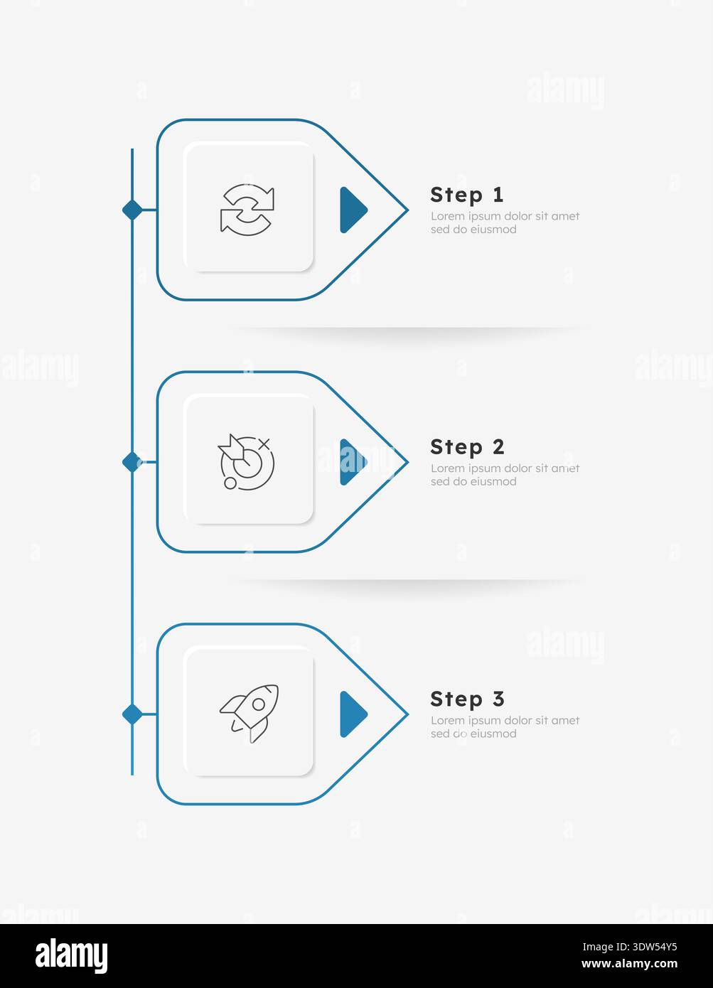 Startup vision pennant vertical timeline infographic 3 steps Stock ...