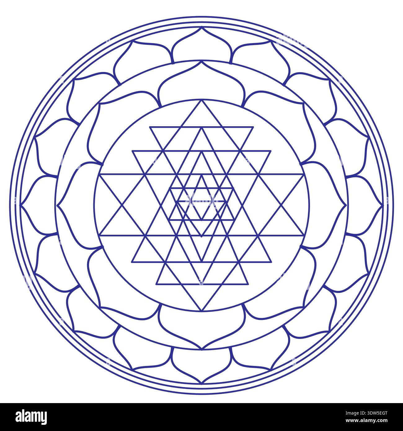 Sacred Sri Yantra geometric mandala on white background, spiritual ...