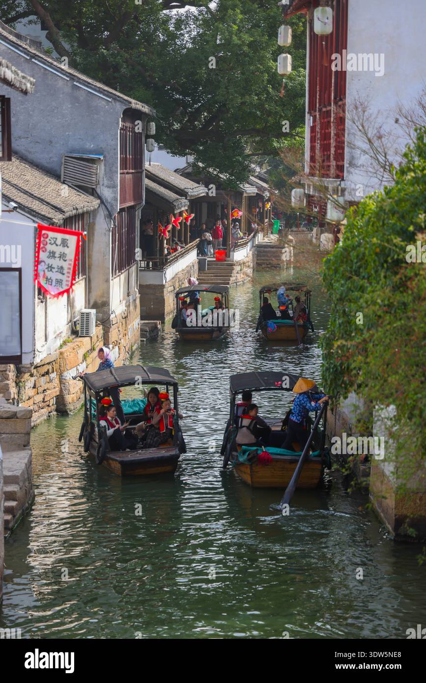 Tourists visit Jinxi Ancient Town in Kunshan City, east China's Jiangsu ...