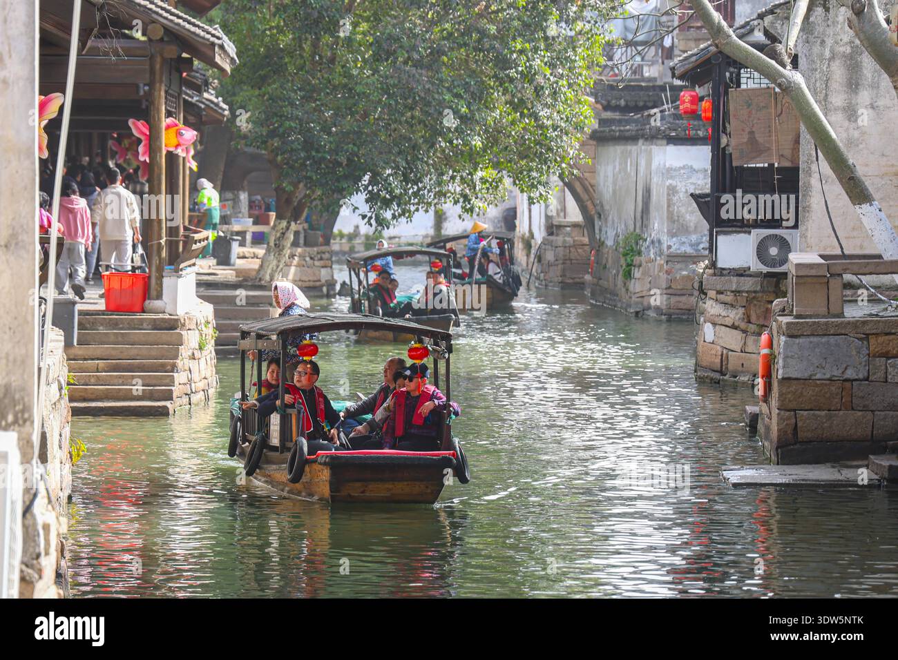Tourists visit Jinxi Ancient Town in Kunshan City, east China's Jiangsu ...