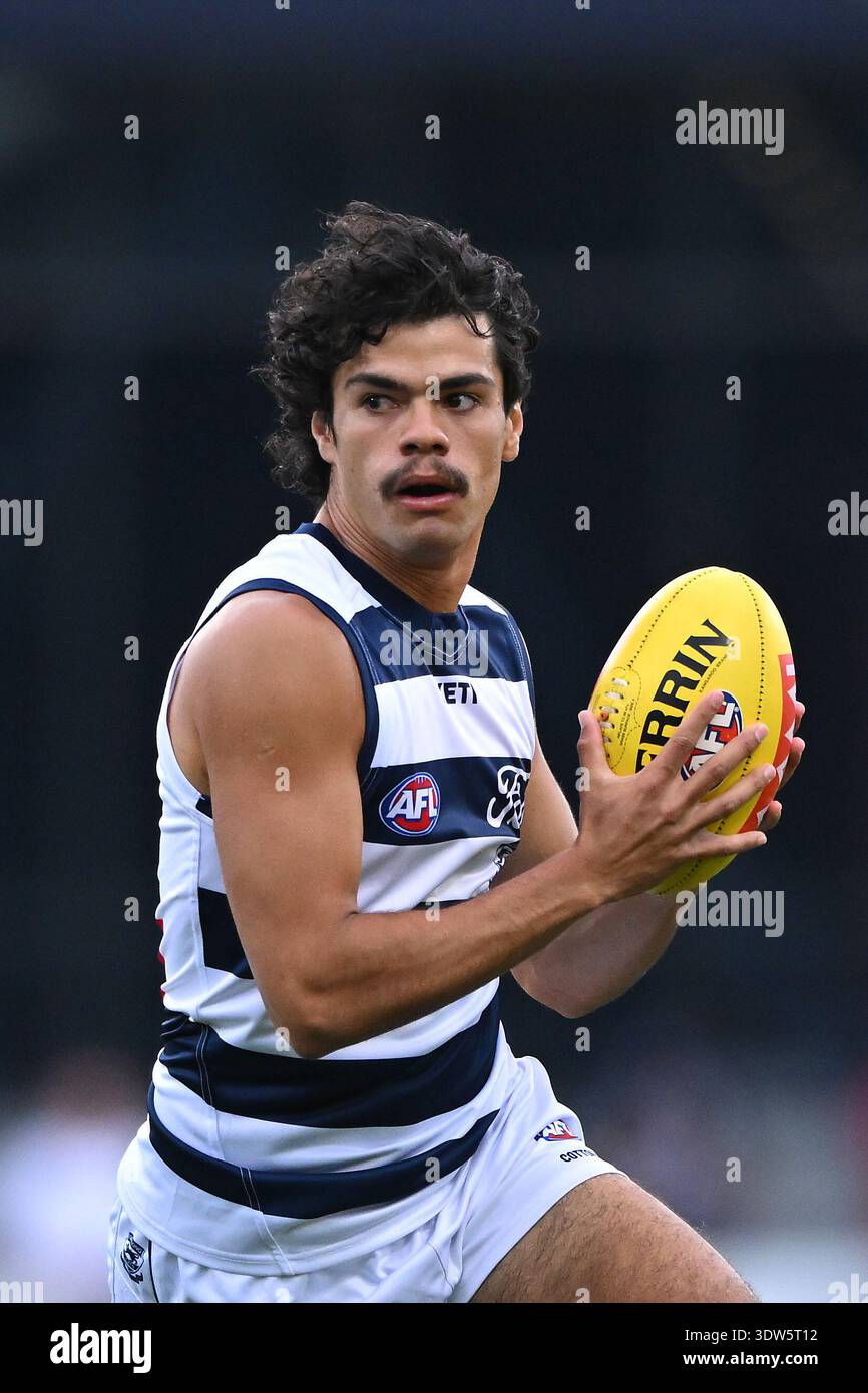 Lawson Humphries of Geelong in action during the AFL Community Series ...