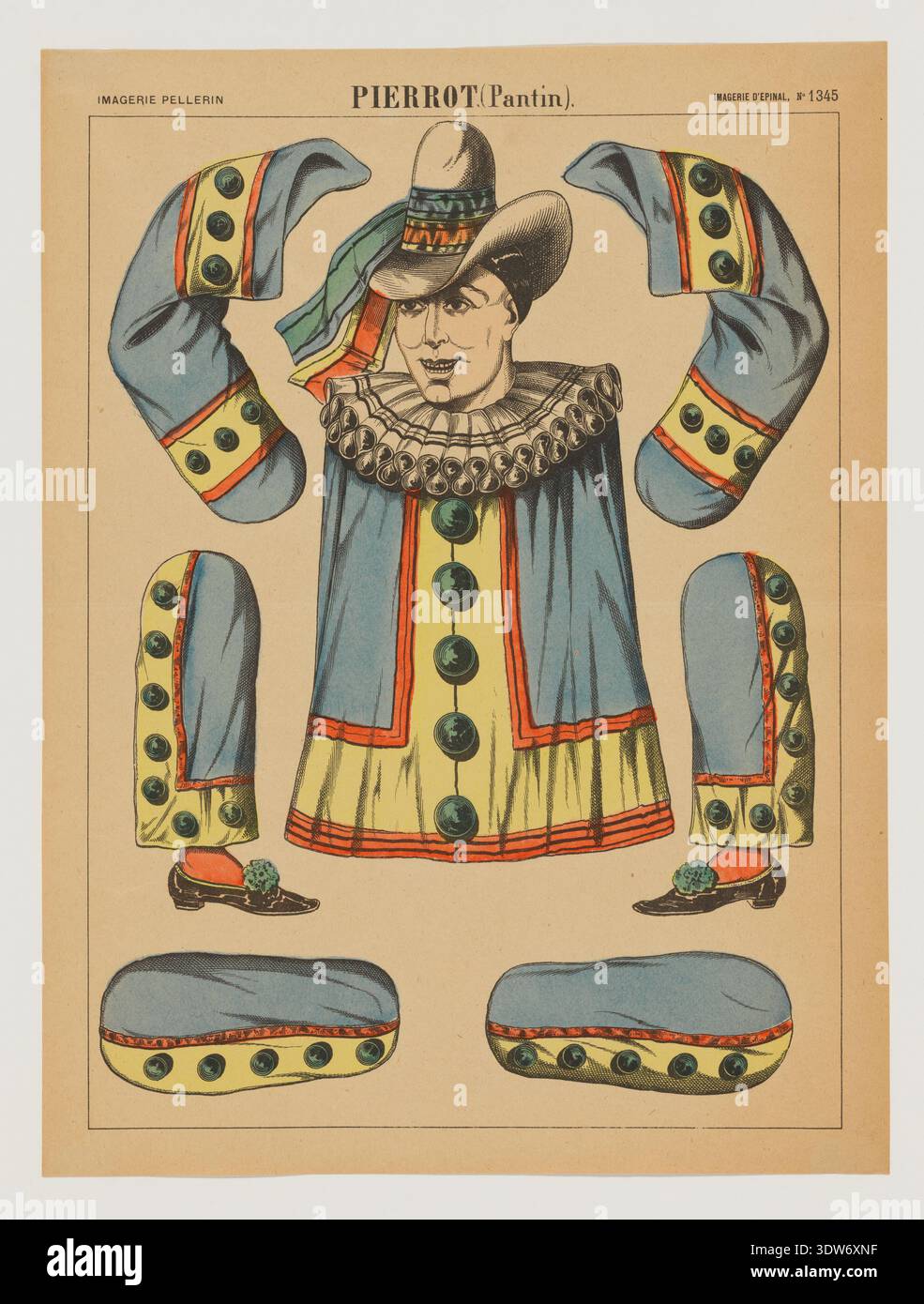 Historical illustration artwork of Pierrot (Pantin), a French Imagerie ...