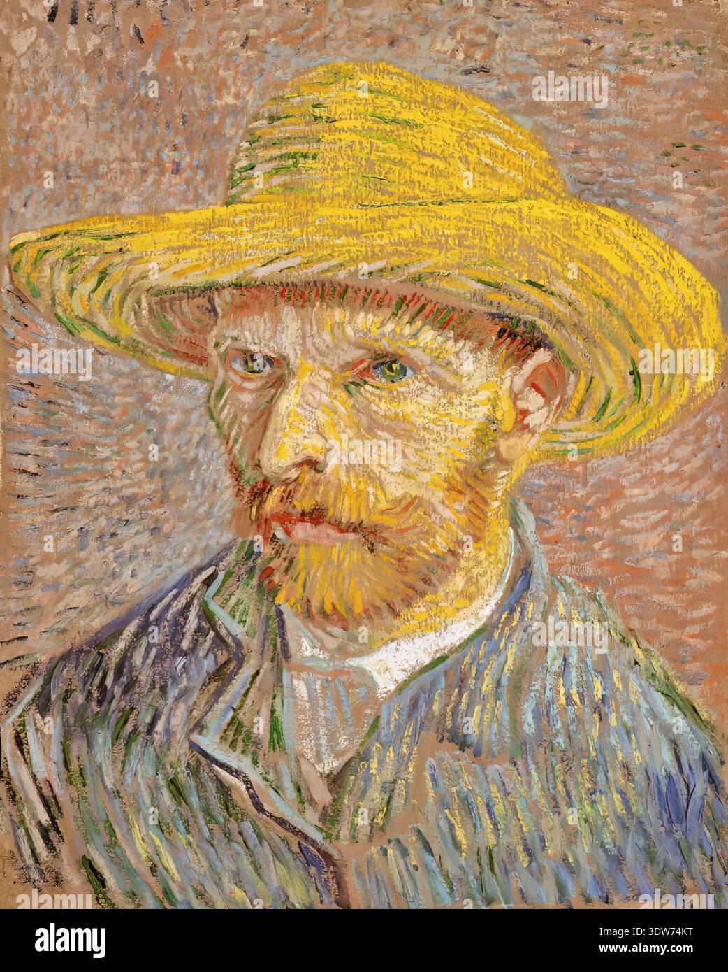 Vincent van Gogh "Self-Portrait with a Straw Hat" (1887) oil on canvas ...