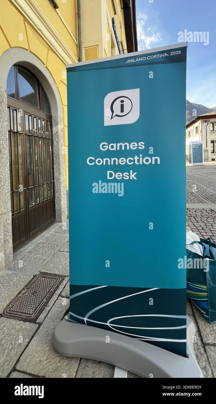 Milan, Italy - February 24, 2026: Games Connection Desk sign at Milano ...