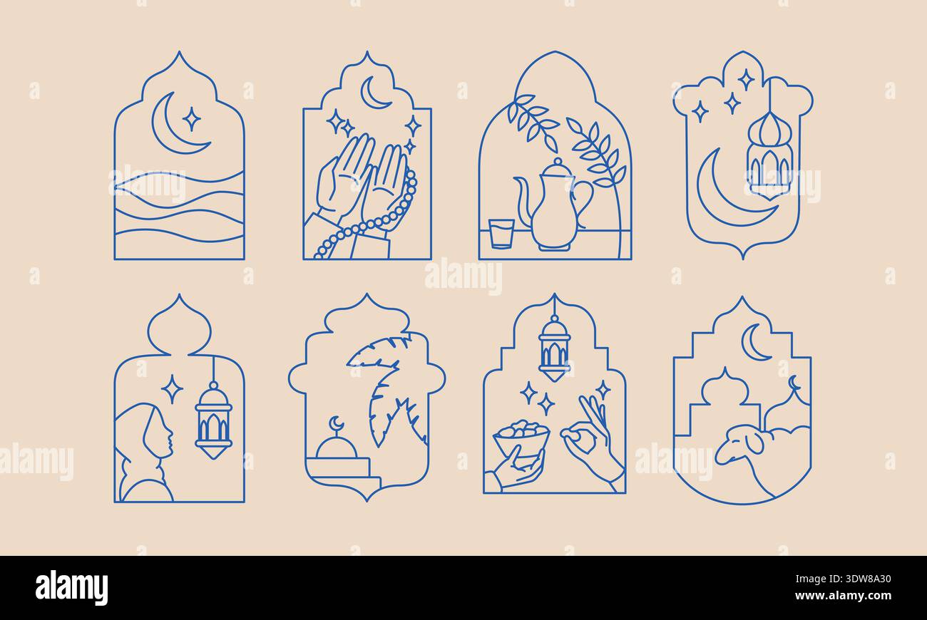 Islamic ramadan line art Stock Vector Images - Alamy