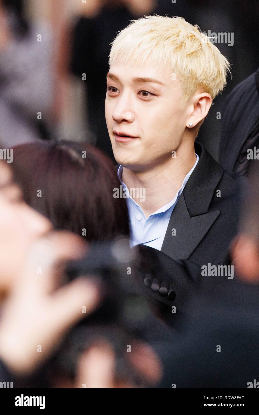 Bang Chan is seen leaving the Fendi fashion show during the Milan ...