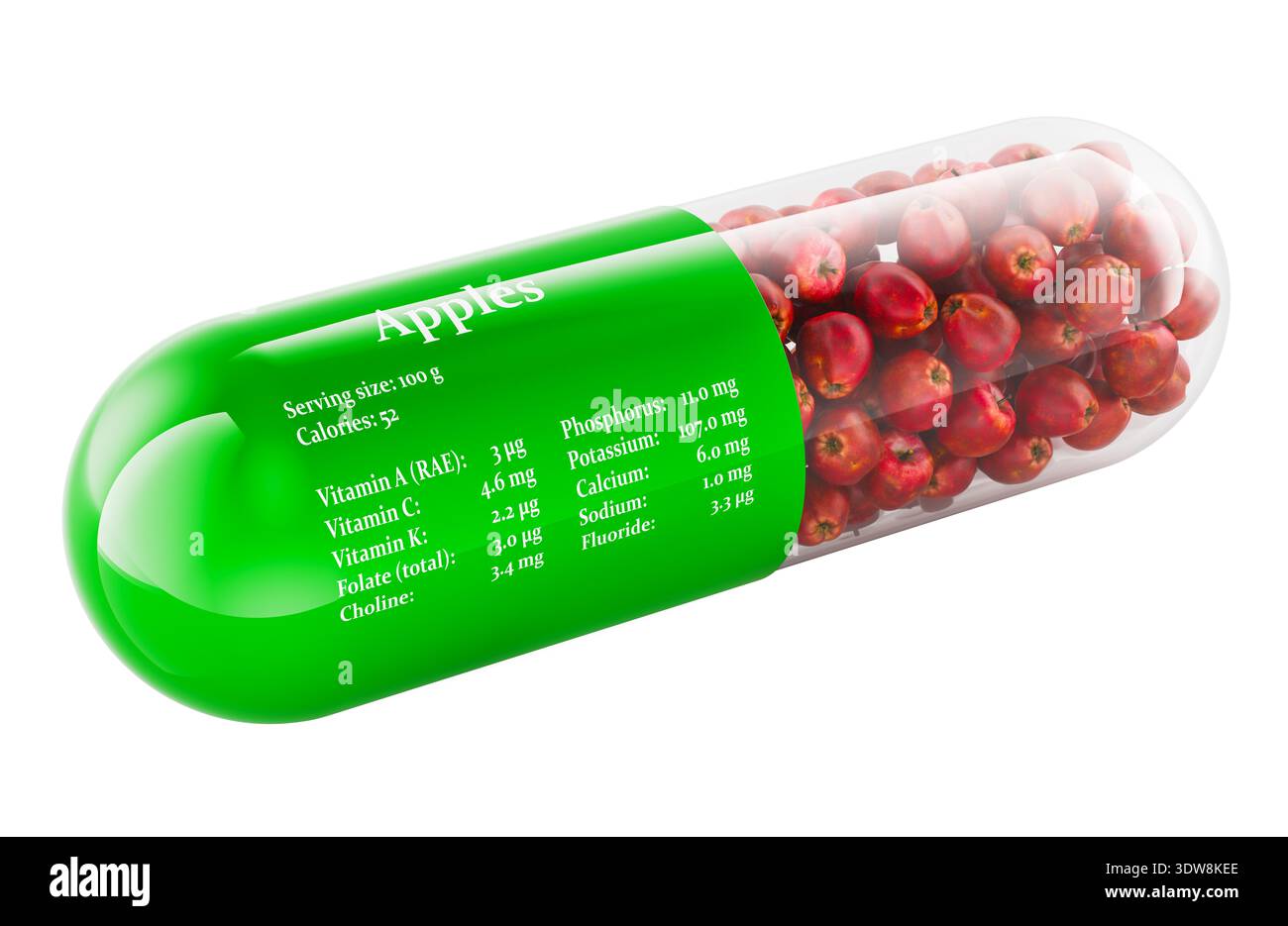 Capsule with Apples, showing nutrition facts and dietary supplement ...