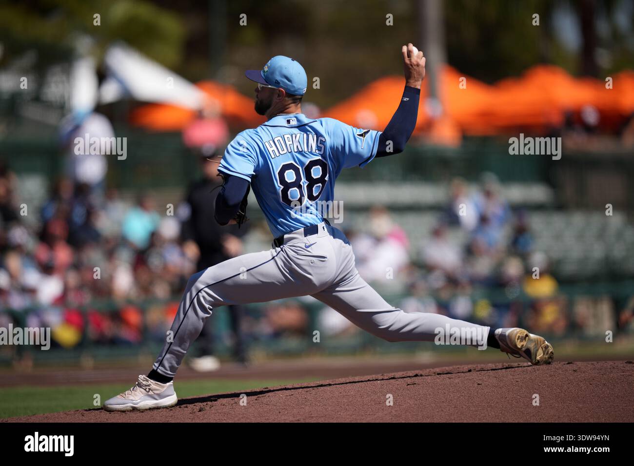 Tampa Bay Rays' Brody Hopkins plays during a spring training baseball ...