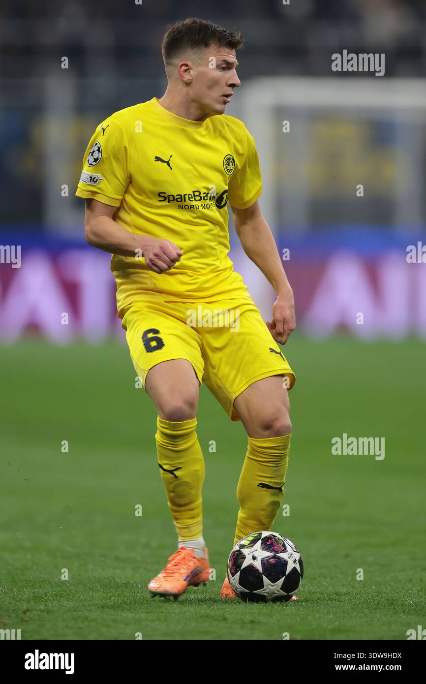 Milan, Italy, 24th February 2026. Jostein Gundersen of FK Bodo/Glimt ...