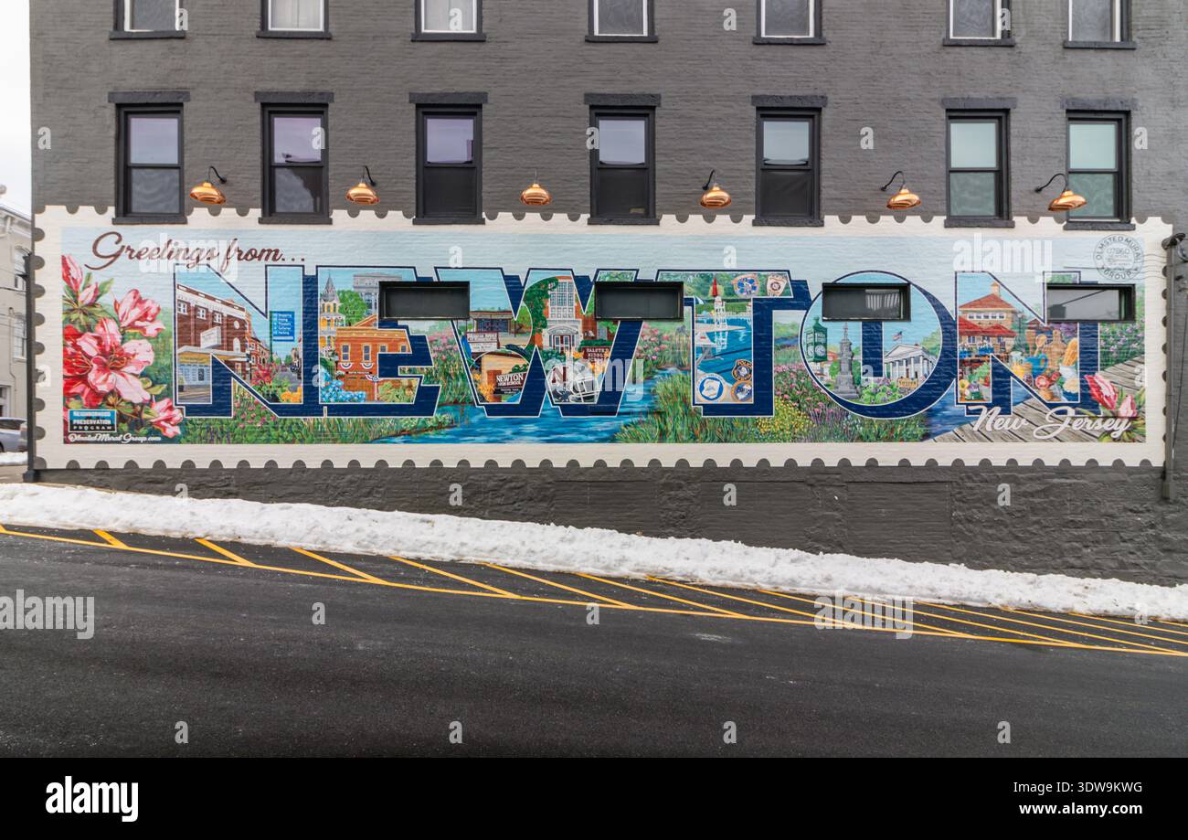 Newton, NJ, USA - February 25, 2026 - Mural of Newton is proudly ...