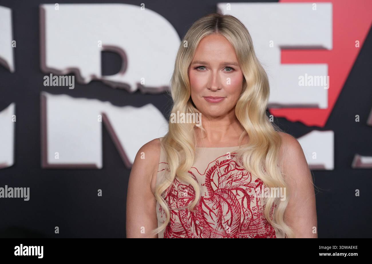 Anna Camp poses at the premiere of the film "Scream 7" on Wednesday ...
