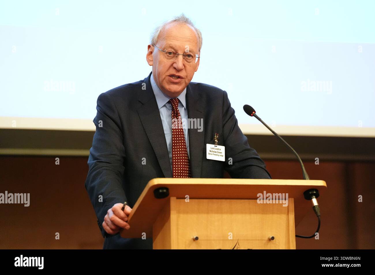 Senior Presiding Judge, Lord Justice Green, speaks during the CCIG ...