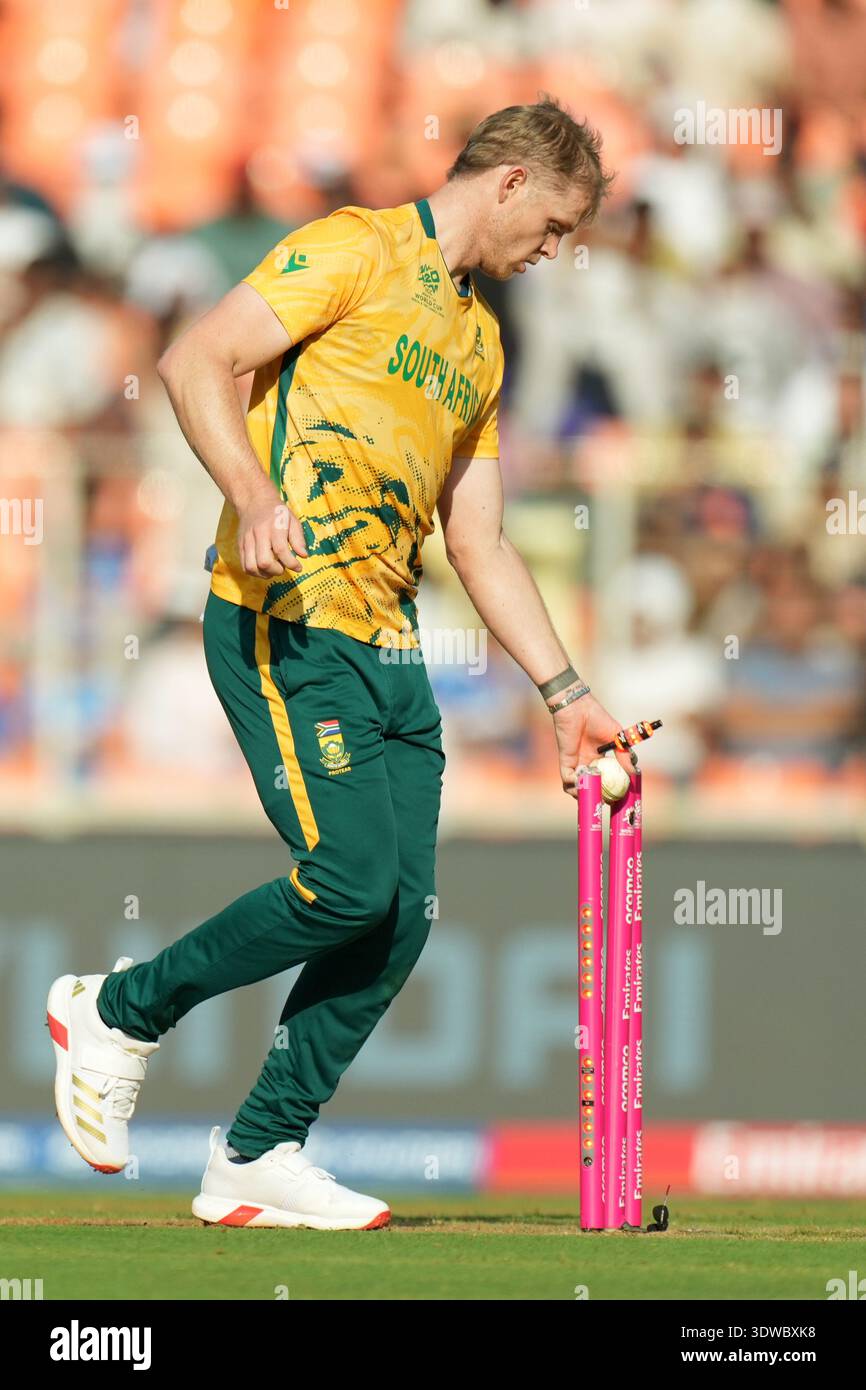 South Africa's Corbin Bosch takes the bails off to run West Indies ...