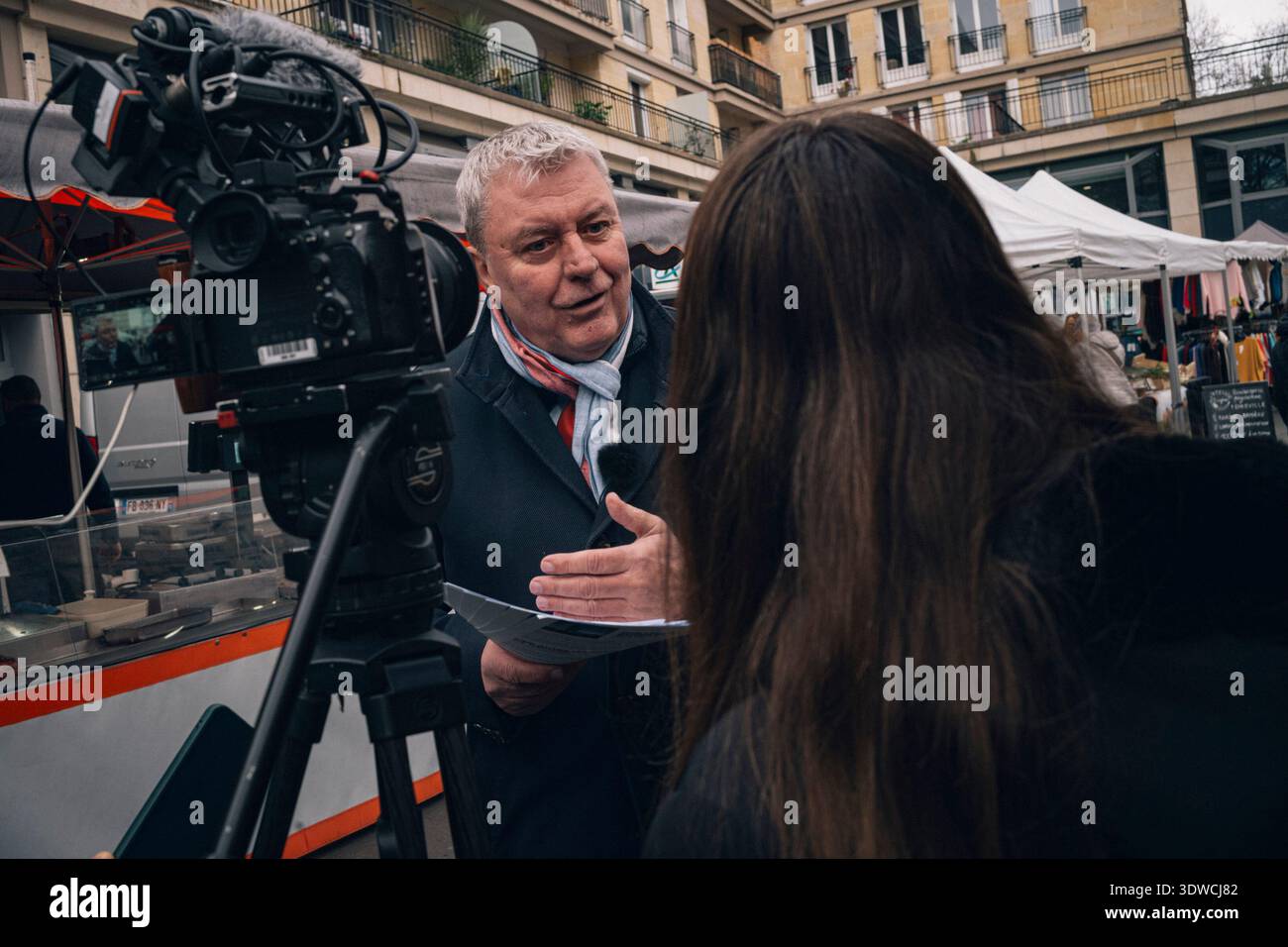 Jean-Paul Lecocq campaigning at the Coty market gives an interview to ...