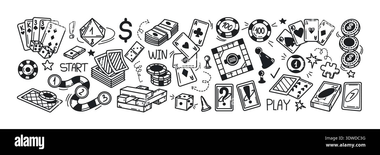 Playing card symbols line Black and White Stock Photos & Images - Alamy