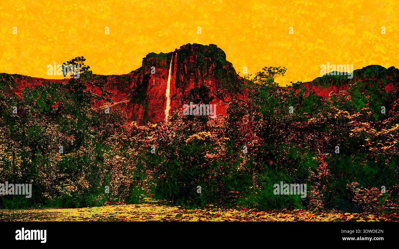 Digitally enhanced fine art interpretation of Angel Falls in Venezuela ...