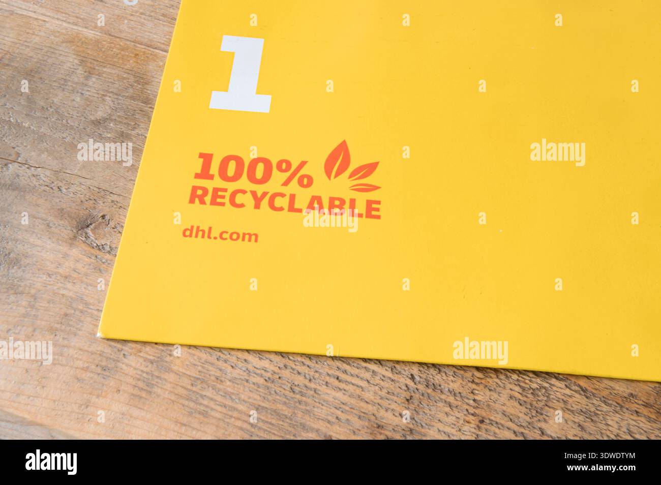 Yellow courier envelope as used for documents by DHL delivery service ...
