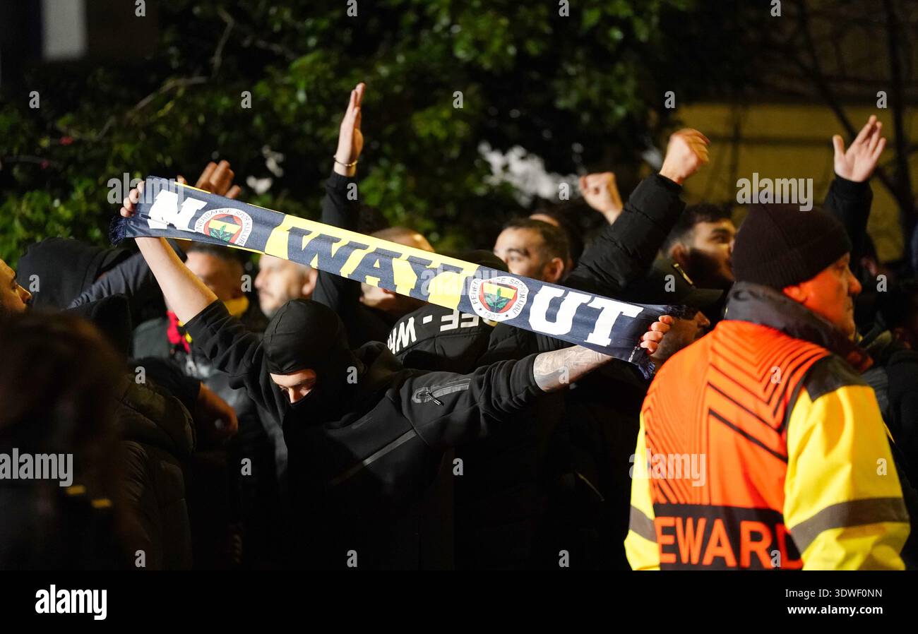 Fenerbahce fans make their way to the ground before the UEFA Europa ...
