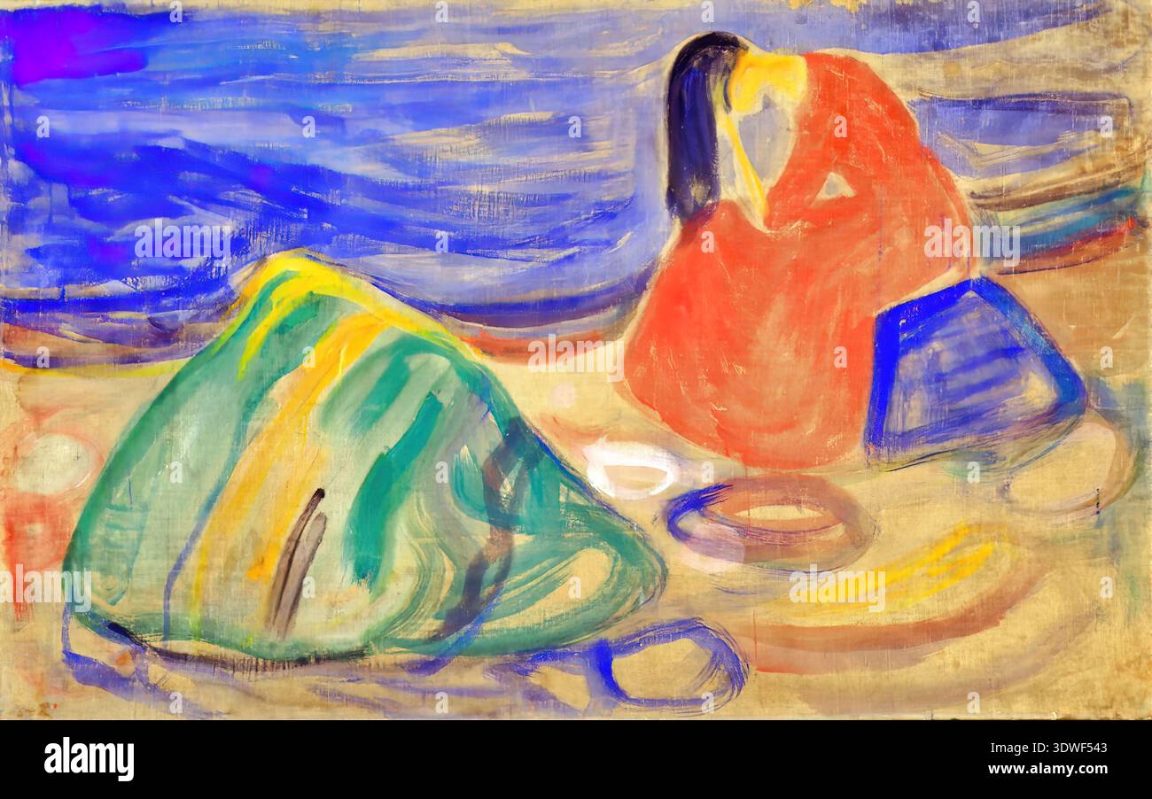 Edvard Munch Melancholy. Weeping Woman on the Beach (1906), oil ...