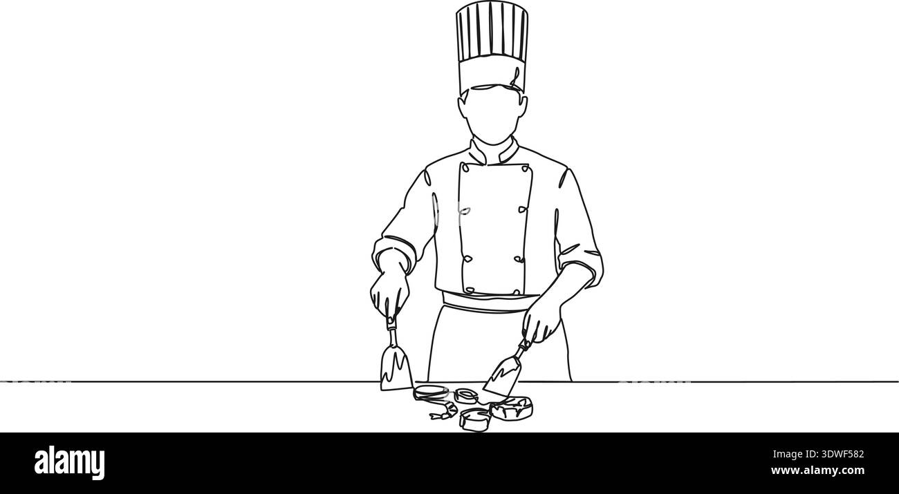 Continuous line drawing teppanyaki hi-res stock photography and images ...