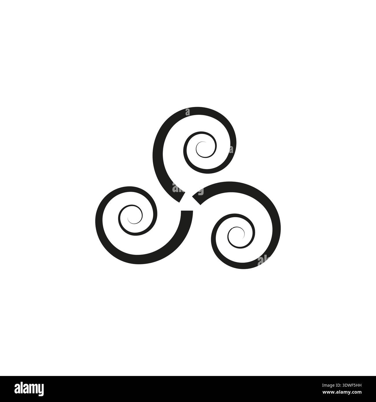 Black spiral symbol. Triskelion concept emblem. Celtic Vector knot ...