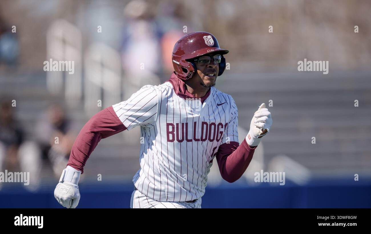 Alabama A&M first baseman Zamar Lewis (11) runs during an NCAA baseball ...