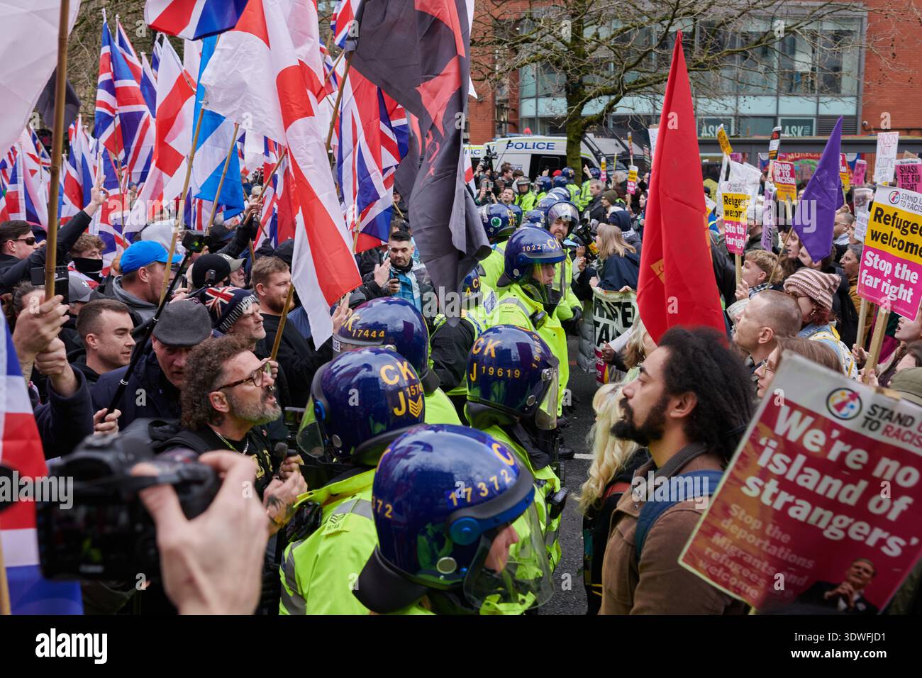 Manchester, UK. 21st February 2026. Far right group Britain First ...