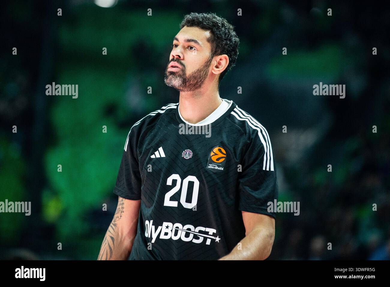 Paris' Jeremy Morgan reacts during the Euroleague Basketball match ...