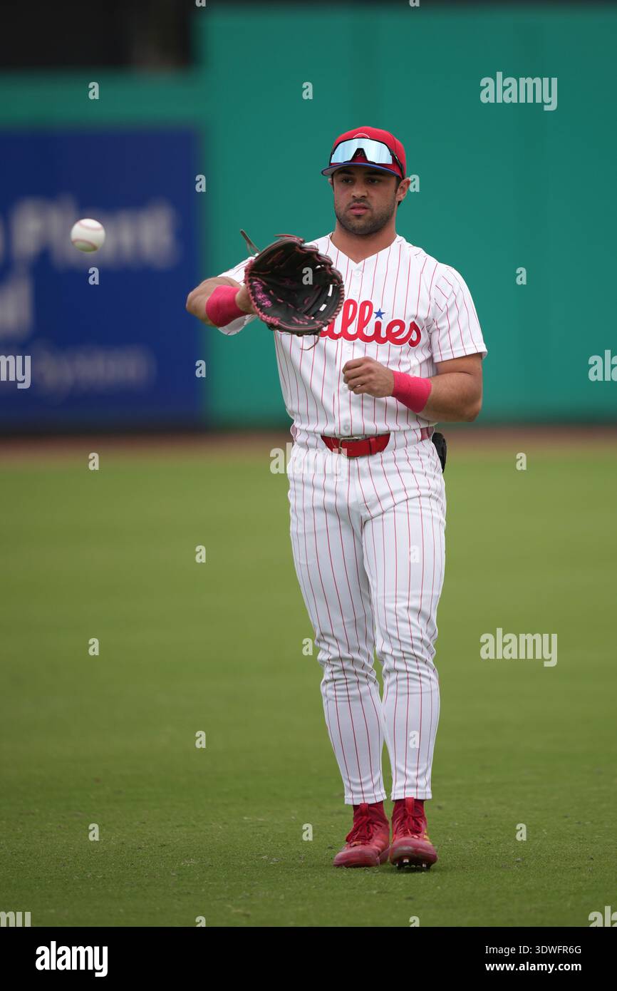 Philadelphia Phillies' Dante Nori warms up before a spring training ...
