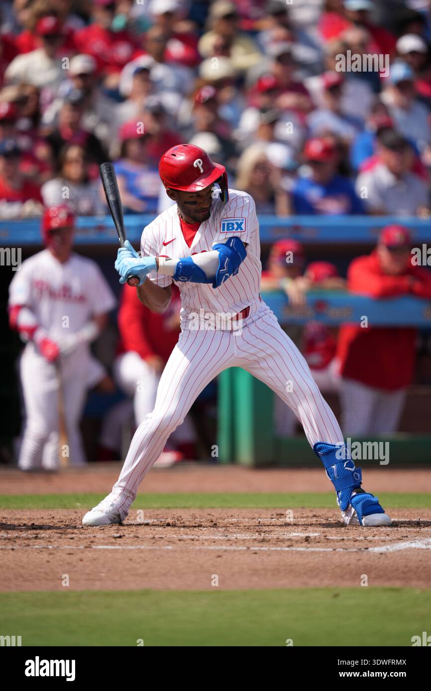 Philadelphia Phillies' Johan Rojas plays during a spring training ...