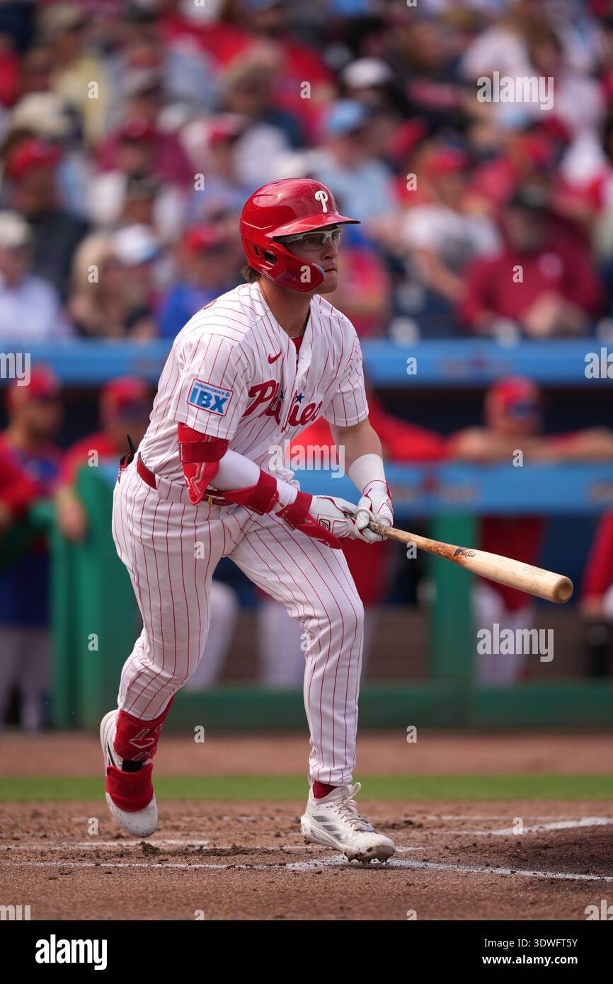 Philadelphia Phillies' Kehden Hettiger plays during a spring training ...