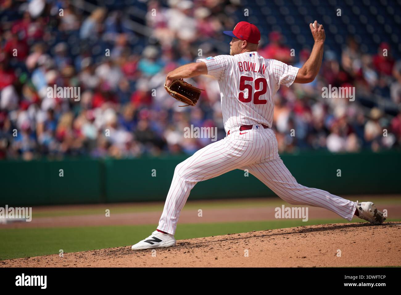 Philadelphia Phillies' Jonathan Bowlan plays during a spring training ...