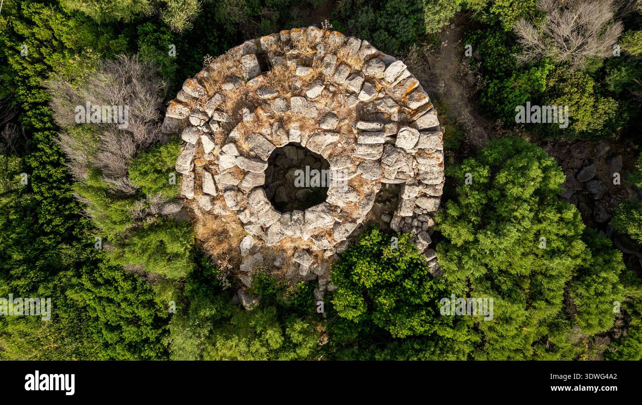 A stunning bird's-eye view captures the circular structure of Nuraghe ...