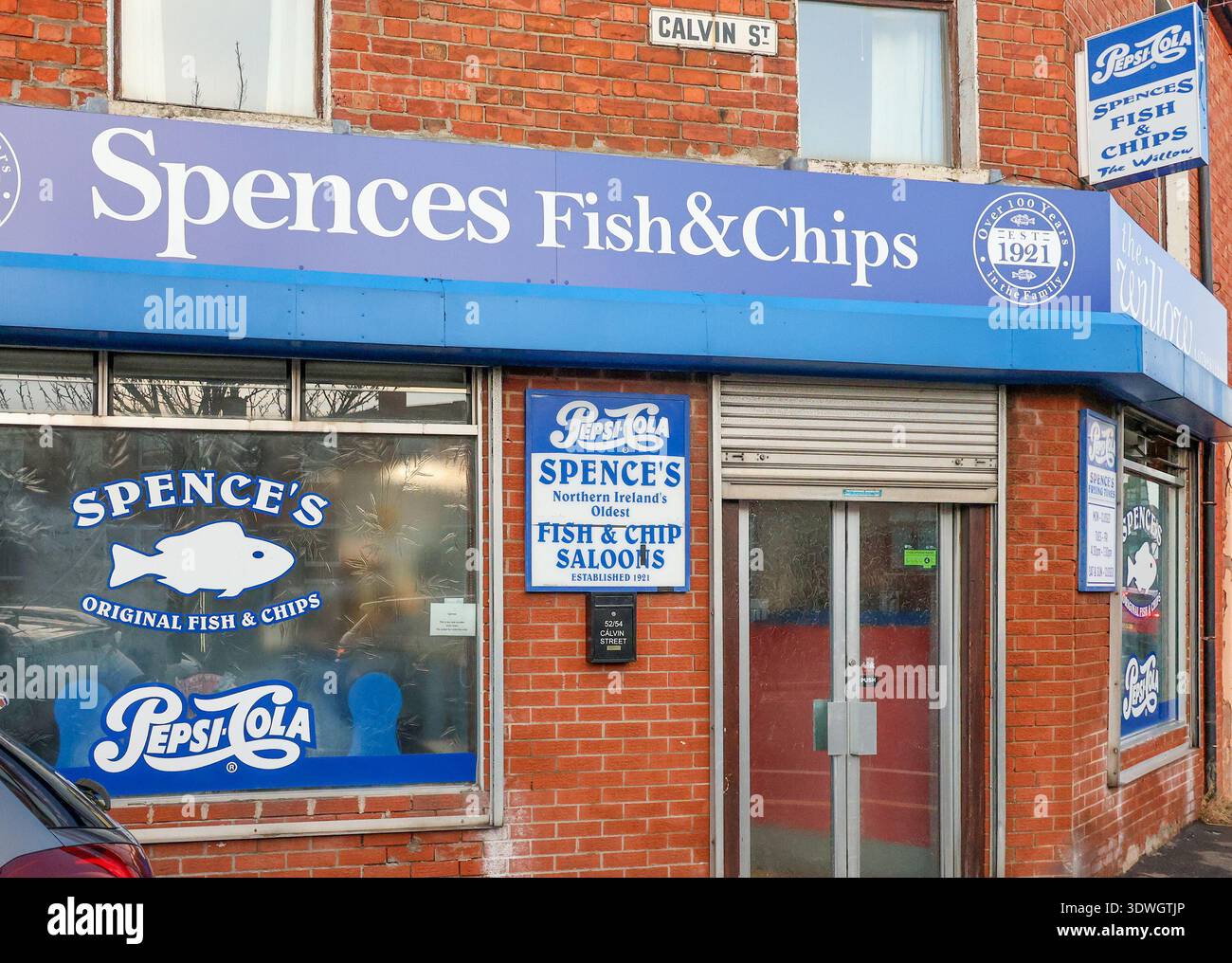 East Belfast chip shop, exterior shop front Eddie Spences The Willow ...