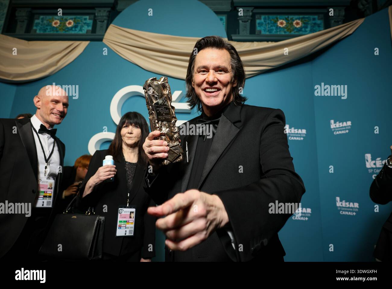 Jim Carrey poses after receiving the Cesar of Honor award during the ...