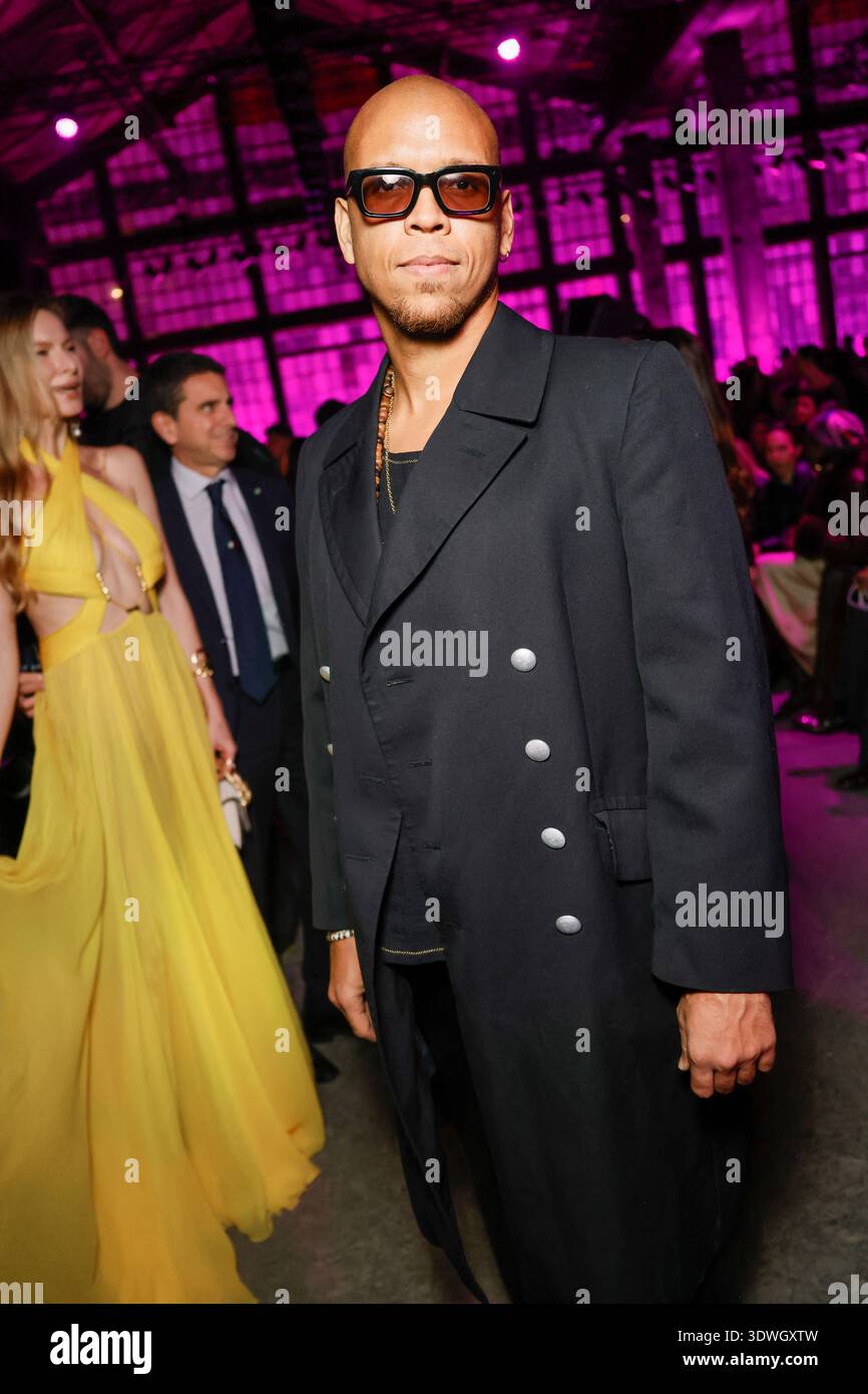 MILAN, ITALY - FEBRUARY 26: Francis Mercier poses before the runway of ...