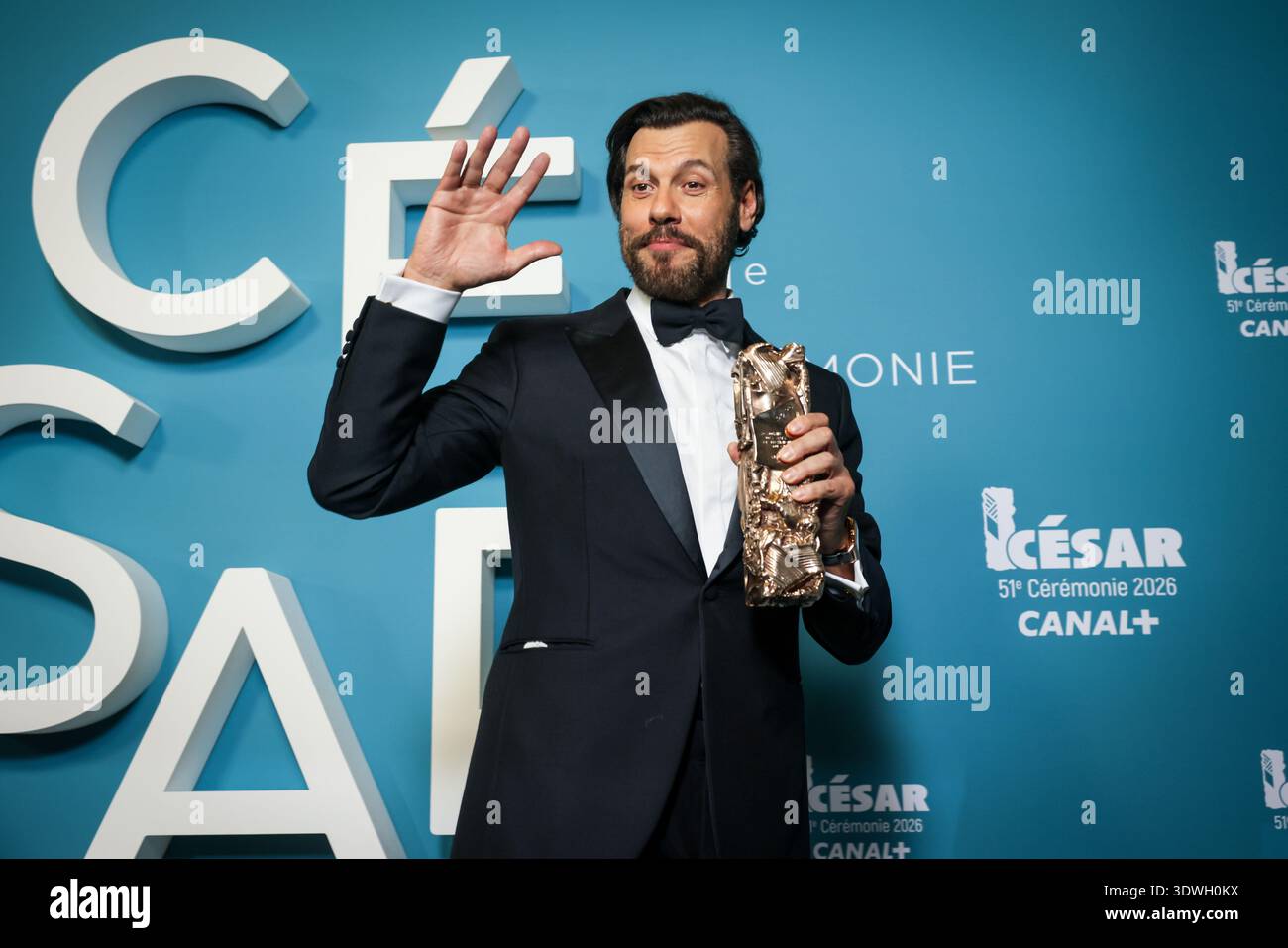 Laurent Lafitte poses after receiving the Cesar for Best Leading Actor ...