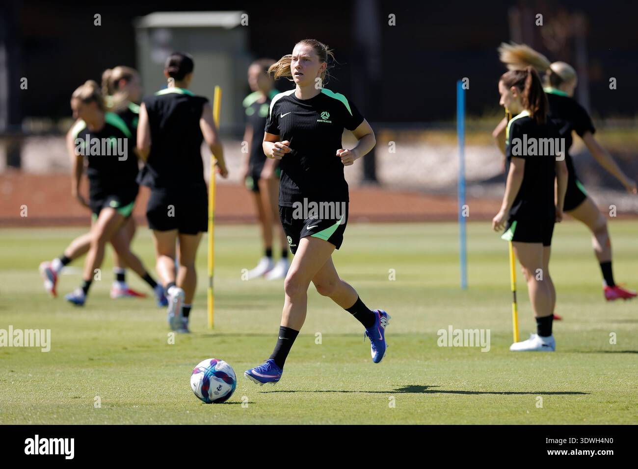 Clare Hunt of of Australia is seen during a Matildas training session ...