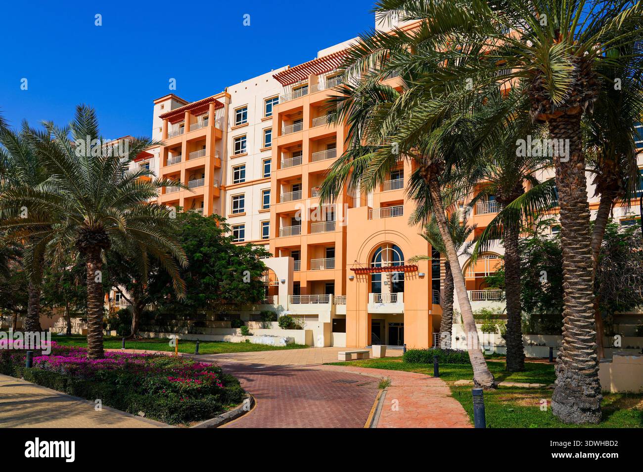 Modern residential apartment complex with Mediterranean architecture in ...