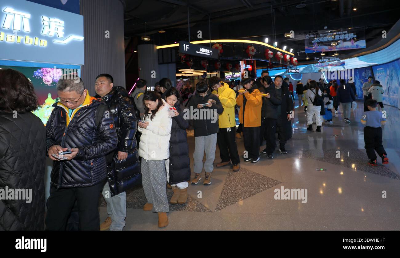 Visitors enjoy the newly upgraded Dream Ice and Snow Museum at Harbin ...