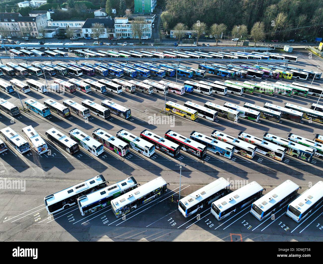 27 February 2026, Saarland, Saarbrücken: A drone shot shows the ...