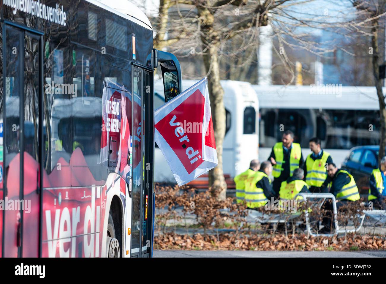 27 February 2026, Saarland, Saarbrücken: Saarbahn GmbH bus drivers on ...