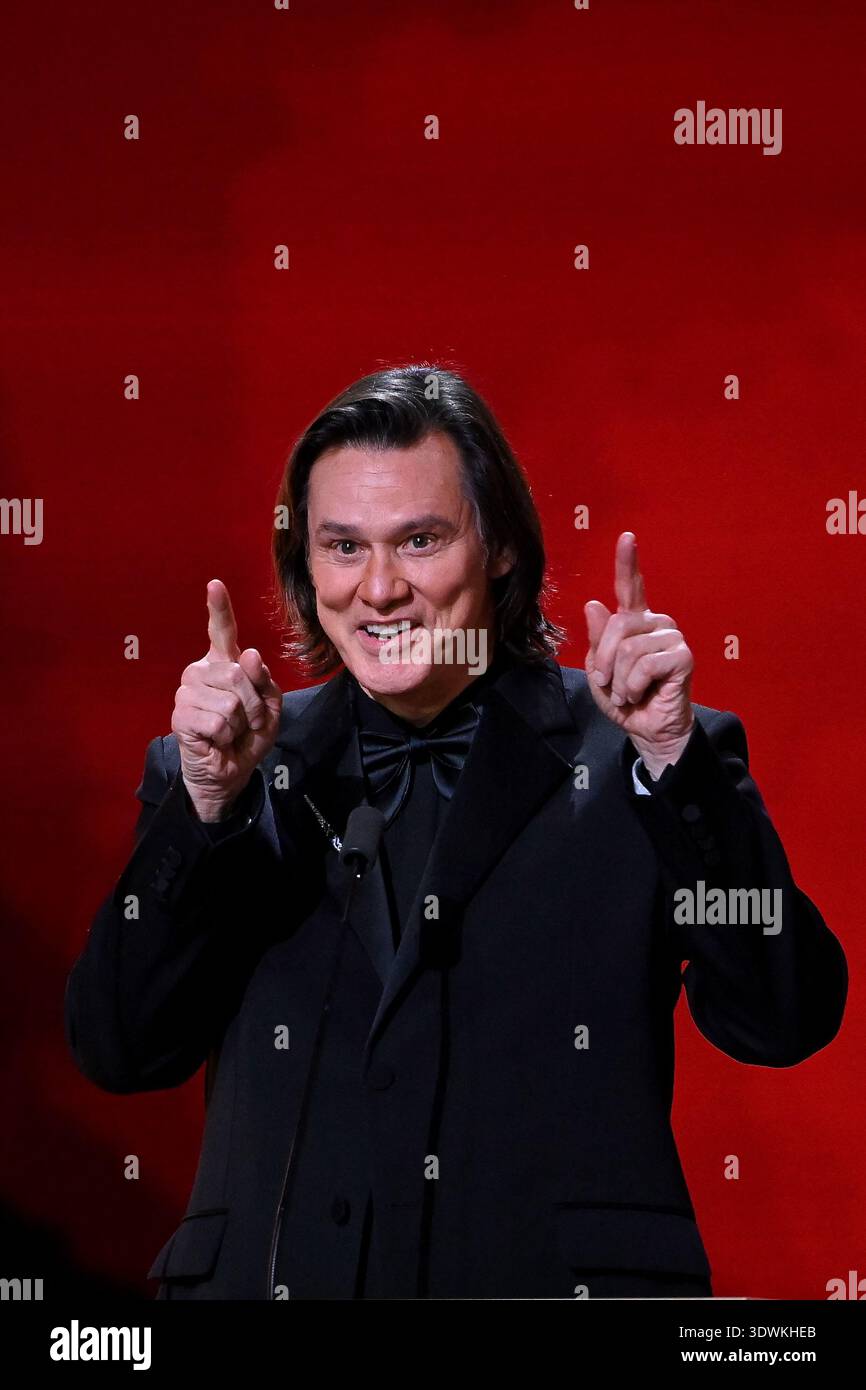 Jim Carrey poses with the Honorary Cesar Award during the 51st Cesar ...