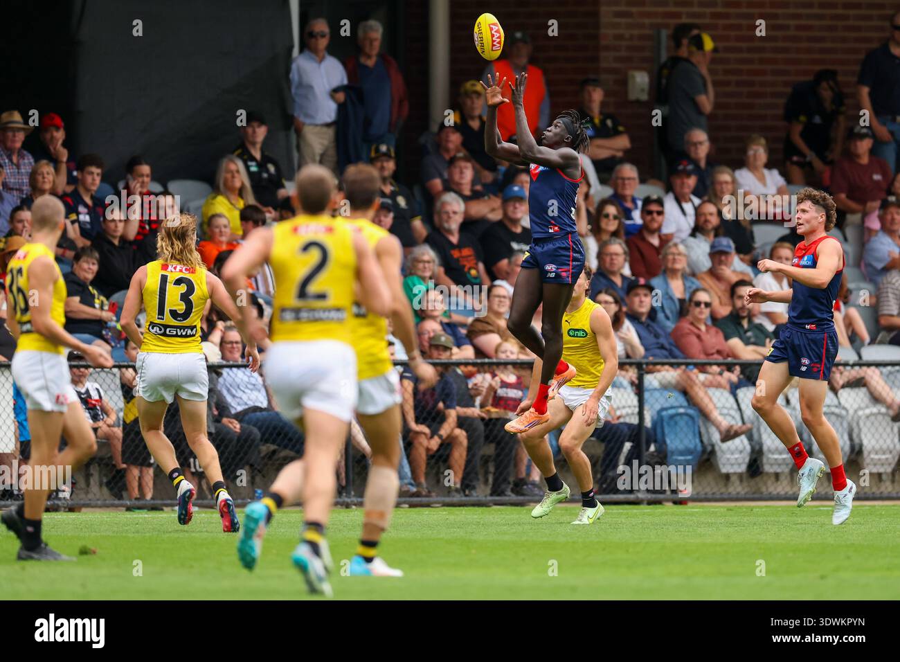 Changkuoth Jiath of the Demons marks the ball during the AFL Community ...